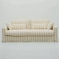 China Home Furniture Wabi Sabi Style 2-Seater Feather Down Sectional Sofa with Linen Fabric for Apartment Villa Use for sale