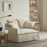 China Home Furniture Wabi Sabi Style 2-Seater Feather Down Sectional Sofa with Linen Fabric for Apartment Villa Use for sale