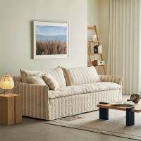 China Home Furniture Wabi Sabi Style 2-Seater Feather Down Sectional Sofa with Linen Fabric for Apartment Villa Use for sale