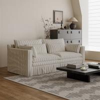 China Fully Removable Wabi-Sabi Style French Cream Linen Cotton Fabric Hug Sofa Super Soft Sponge Filling Washable Straight Row Set for sale