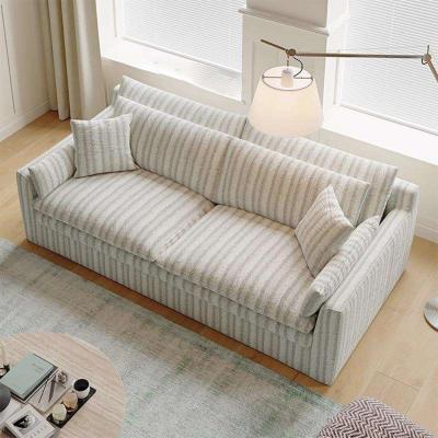 China Fully Removable Wabi-Sabi Style French Cream Linen Cotton Fabric Hug Sofa Super Soft Sponge Filling Washable Straight Row Set for sale