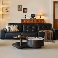China Black Diamond PU Leather Three Seat Sofa L-Shape Villa Basement Living Room High-End Stylish High-Back Sponge Filling Maxky for sale