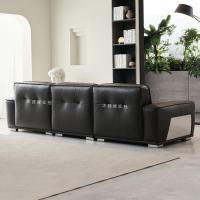 China Black Diamond PU Leather Three Seat Sofa L-Shape Villa Basement Living Room High-End Stylish High-Back Sponge Filling Maxky for sale