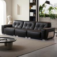 China Black Diamond PU Leather Three Seat Sofa L-Shape Villa Basement Living Room High-End Stylish High-Back Sponge Filling Maxky for sale