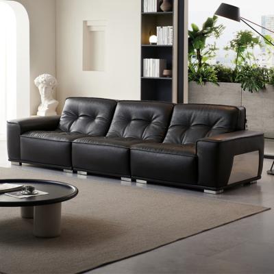 China Black Diamond PU Leather Three Seat Sofa L-Shape Villa Basement Living Room High-End Stylish High-Back Sponge Filling Maxky for sale