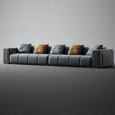 China Home Luxury Italian Modern Design Furniture Sofa Set Luxury Sectional Couch 3 Seater Sofa High Quality Large Leather Wooden Case for sale