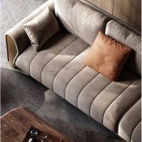 China Italian Leather Light Luxury Sofa Set Modern Designer Simple Curved New Import for Villa Living Room Sponge Filling Material for sale