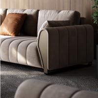 China Italian Leather Light Luxury Sofa Set Modern Designer Simple Curved New Import for Villa Living Room Sponge Filling Material for sale