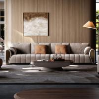 China Italian Leather Light Luxury Sofa Set Modern Designer Simple Curved New Import for Villa Living Room Sponge Filling Material for sale