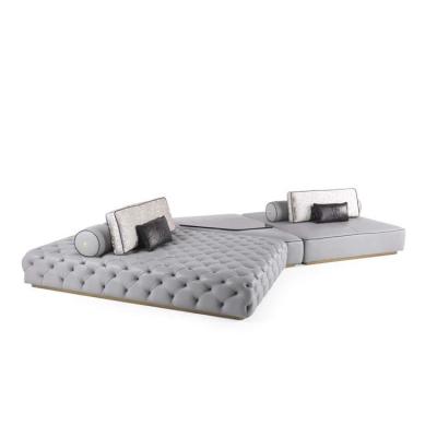 China Luxurious Grey Upholstered Modular Sofa, Stylish Home Decor for sale