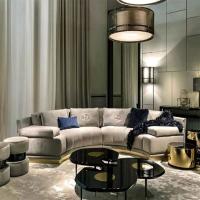 China Latest Popular Modern Designs Living Room Metal Base White Fabric Sofa Velvet Couch Lobby Curved Sofas for sale