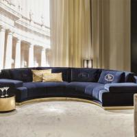 China Latest Popular Modern Designs Living Room Metal Base White Fabric Sofa Velvet Couch Lobby Curved Sofas for sale
