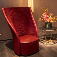 China WISEMAX FURNITURE Modern Living Furniture High Back Leisure Lounge Chair Wing Back Accent Leather Armless Chair for Villa Hotel for sale