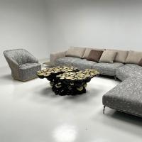 China Modern Luxury Leopard Black Leather Sectional Sofa Set One Sexy Lady Seat for Bedroom Furniture for sale