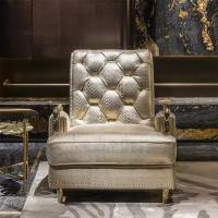 China Professional Factory Italy Snake Leather Light Luxury Golden Snake Armrest Solid Wood Frame Single Relaxing Seat Sofa Chair for sale