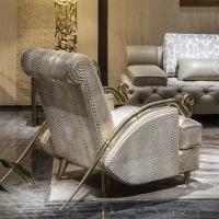 China Professional Factory Italy Snake Leather Light Luxury Golden Snake Armrest Solid Wood Frame Single Relaxing Seat Sofa Chair for sale