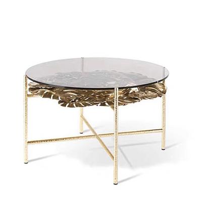 China High-end Customized Light Luxury Pure Copper Tea Table a Brass and Glass Coffee Table for the Living Room of a Villa for sale