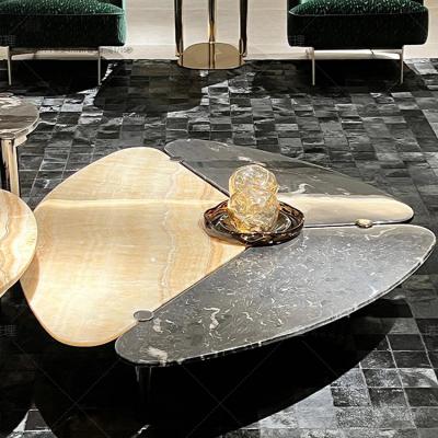 China Modern Italian Style Luxury Italian Style Marble Top Living Room Irregular Coffee Table Fabric Circle Center Tea Home Furniture for sale