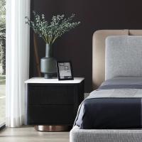 China Minimalist Bedroom Smart Furniture LED Touch Light Bedside Table Multifunctional Nightstand With Wireless Charging Station for sale
