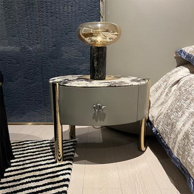 China Irregular Unique Design 3 Legs Modern lux Night Stand Designer Italian Luxury Bed Room Furniture Night Stand for sale