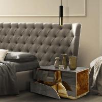 China Hot Sale Modern Design Silver Mirrored Nightstand Finish Luxury Style Stainless Steel Bedside Table for Bedroom for sale