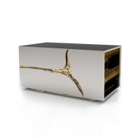 China Hot Sale Modern Design Silver Mirrored Nightstand Finish Luxury Style Stainless Steel Bedside Table for Bedroom for sale