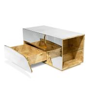 China Hot Sale Modern Design Silver Mirrored Nightstand Finish Luxury Style Stainless Steel Bedside Table for Bedroom for sale