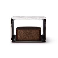 China Modern Natural Marble Top Square Bed Side Table Solid Wood Cabinet Luxury Marble Side Cabinet Nightstand for sale