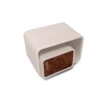 China Nordic Modern Bedroom Solid Wood Burl Veneer Microfiber Leather Nightstand Bedside Table for Hotel Home for sale