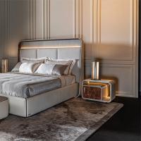 China Nordic Modern Bedroom Solid Wood Burl Veneer Microfiber Leather Nightstand Bedside Table for Hotel Home for sale