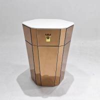 China Italy Luxury Bedroom Furniture, Mirrored Bedside Table With Drawers, Modern Design, Light Luxury Bedside Table for sale