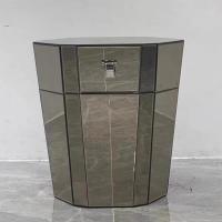 China Italy Luxury Bedroom Furniture, Mirrored Bedside Table With Drawers, Modern Design, Light Luxury Bedside Table for sale