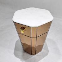 China Italy Luxury Bedroom Furniture, Mirrored Bedside Table With Drawers, Modern Design, Light Luxury Bedside Table for sale