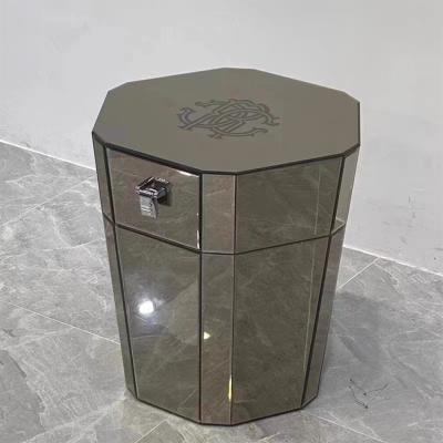 China Italy Luxury Bedroom Furniture, Mirrored Bedside Table With Drawers, Modern Design, Light Luxury Bedside Table for sale