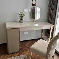 China MOYI Nordic Simple Wood Frame Metal Leg Dresser Dressing Table With Mirror Hotel Bedroom Makeup Vanities Furniture for sale