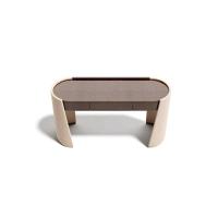China MOYI Luxury Dressing Table Stainless Steel Makeup Table Bedroom Furniture Storage Microfiber Leather Embroidery With Mirror for sale