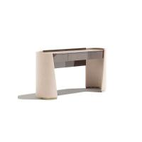 China MOYI Luxury Dressing Table Stainless Steel Makeup Table Bedroom Furniture Storage Microfiber Leather Embroidery With Mirror for sale