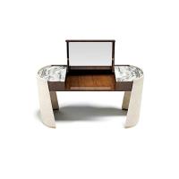 China MOYI Luxury Dressing Table Stainless Steel Makeup Table Bedroom Furniture Storage Microfiber Leather Embroidery With Mirror for sale