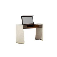 China MOYI Luxury Dressing Table Stainless Steel Makeup Table Bedroom Furniture Storage Microfiber Leather Embroidery With Mirror for sale