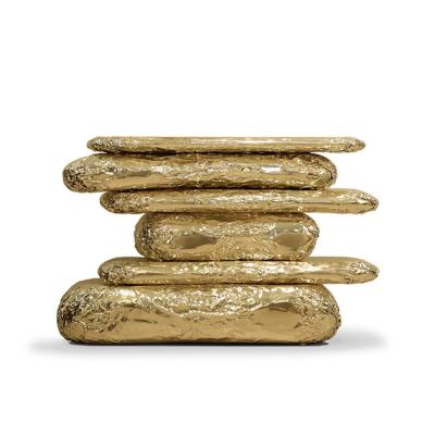 China Classic Design Luxury Gold Hammered Brass Plated Ancient Book Shape Marble Top Wooden Console Table for sale