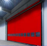 China Stacking Electric Rapid Roller Doors Geomagnetic Induction Automatic Pvc Fabric 2m/S for sale