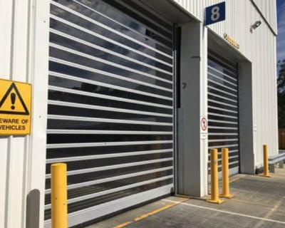 China Fast Closing Rapid Insulated Safe Aluminum Transparent High Speed Spiral Door With 0.8m/s Closing Speed And 220V/50HZ Power Supply for sale