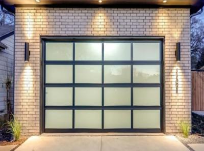 China Easy Installation Water Tightness Class 3 Transparent Glass Sectional Garage Door Modern Design Powder Coating for sale