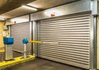 China Safe Aluminum Transparent High Speed Spiral Door With Photoelectric Sensor Safety System And Air Permeability ≤2.0m3/ M2.s for sale