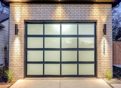 China Customized Water Tightness Class 3 Transparent Glass Sectional Garage Door Modern Design Style for sale