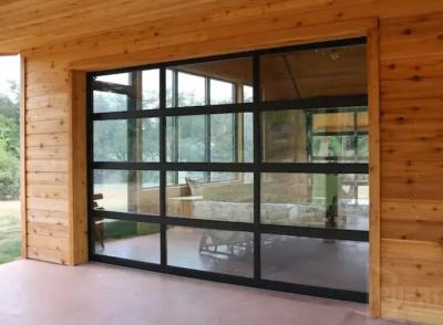 China Sound Insulation Water Tightness Custom Size Residential Black Glass Transparent Garage Door Manual Or Automatic Opening Type Durable for sale