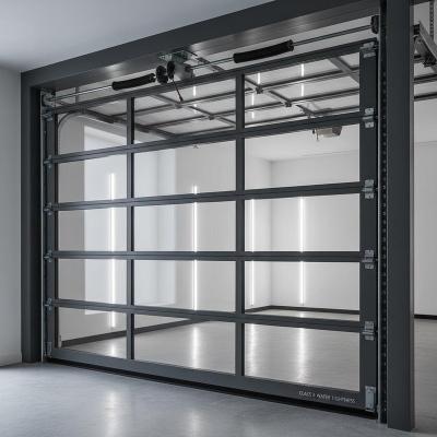 China High Safety Transparent Aluminum Sectional Door with Water Tightness Class 3 for Modern Garages for sale