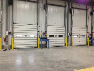 China 12 Feet Exterior Roll Up Insulated Workshop Dock Doors Industrial Vertical PU Panel for sale