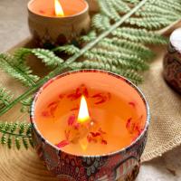 China Portable Tin Scented Candles 4 Pack Gift For Women Soy Wax With Dry Flowers for sale