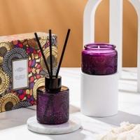 China Embossed Aromatherapy Reed Diffuser Luxury Fragrance Empty Bottle Aromatic Soybean Candle for sale
